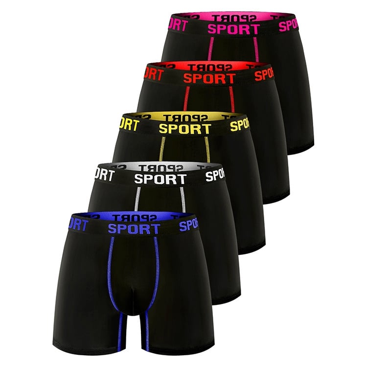 5 Pack Men's Letter Tape Boxer Brief, Casual Comfy Breathable Underwear ...